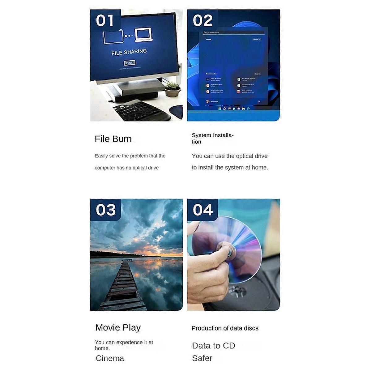 External Blu-Ray DVD Drive USB 3.0 Portable Optical Drives CD DVD ...