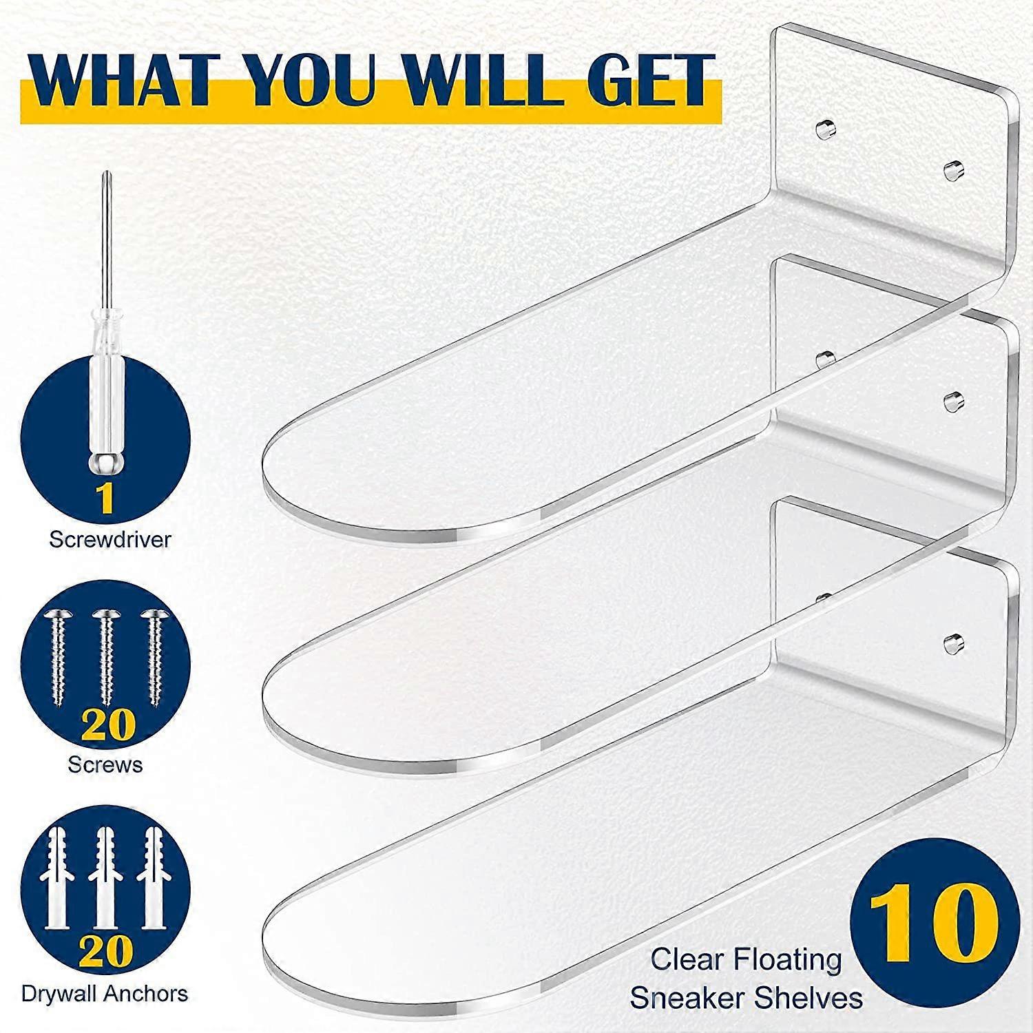 10Pcs Floating Shoe Display,Sneaker Shelves Wall Mount Levitating Shoe ...