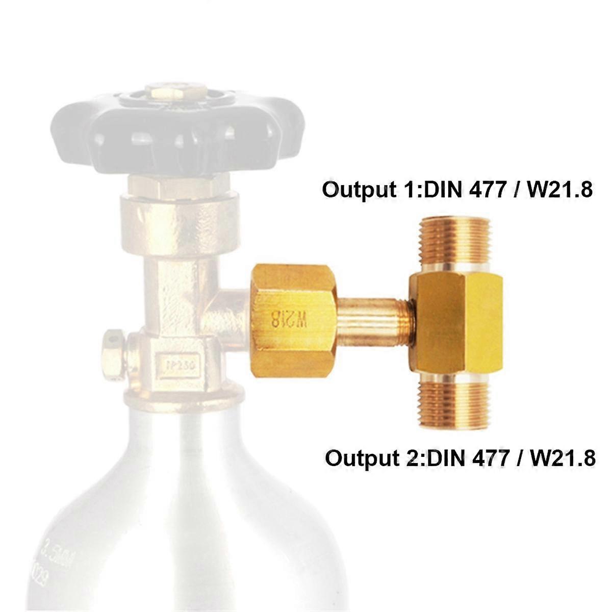 W21.8-14 CO2 Tank Bottle Brass Threaded Tee Fitting 3 Way Connector ...