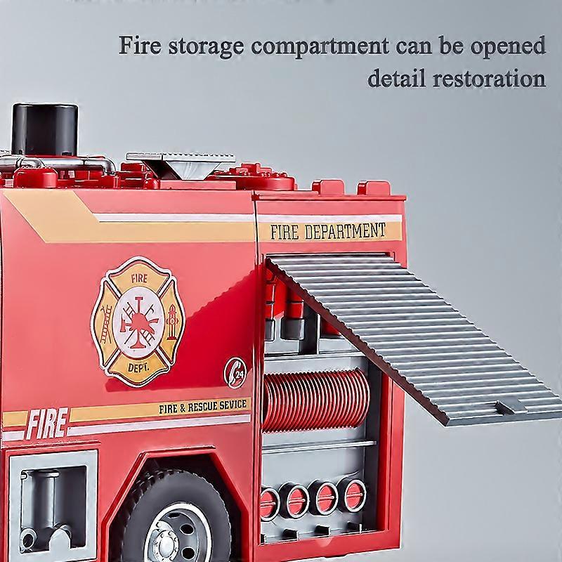 Children's large fire truck toy car boy alloy firefighter car can spray ...