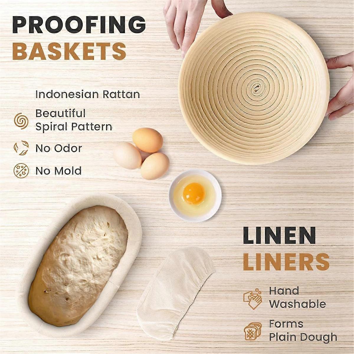 Bread Fermentation Basket Set Oval Fermentation Basket Beater Dough ...