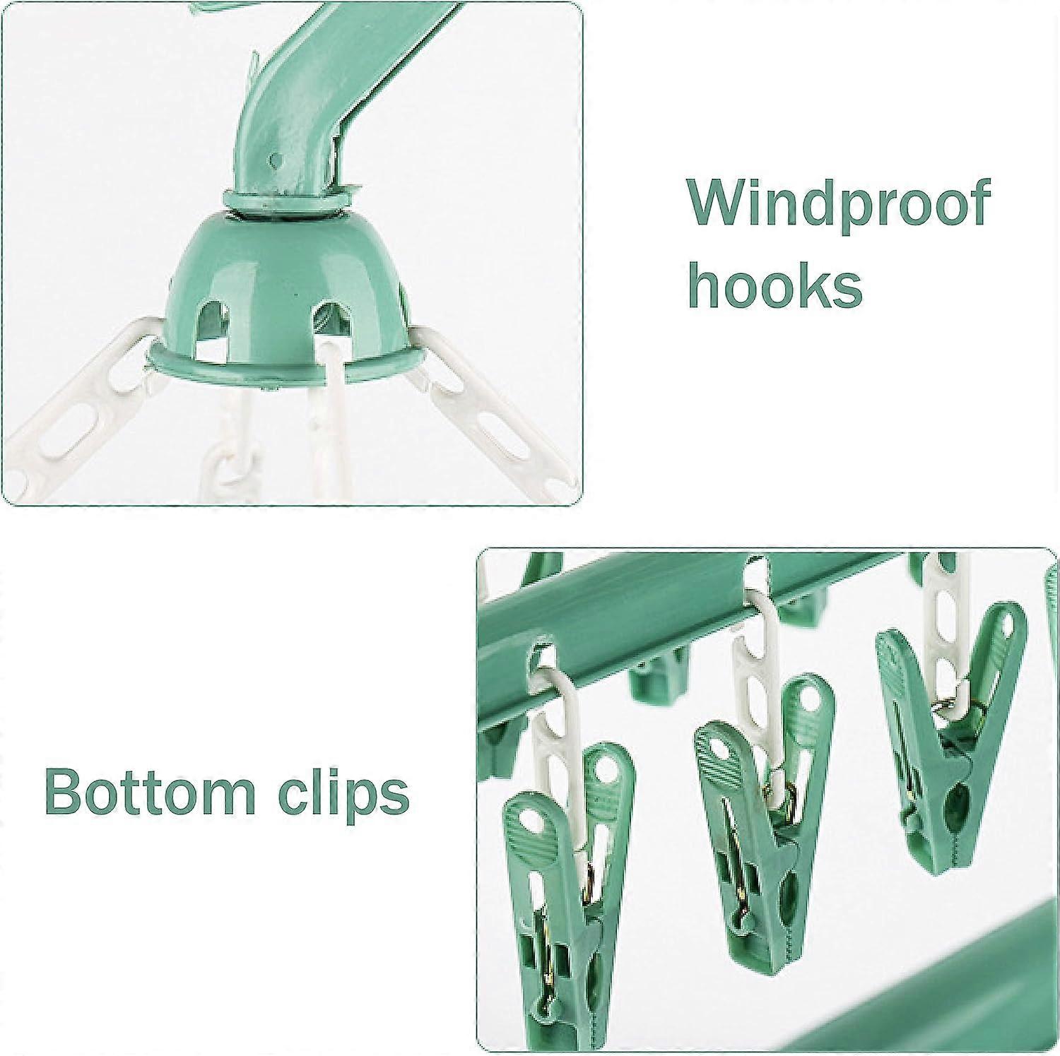 Clothes Drying Hanger and Drip Foldable Hanging Sock Rack32 Clips ...