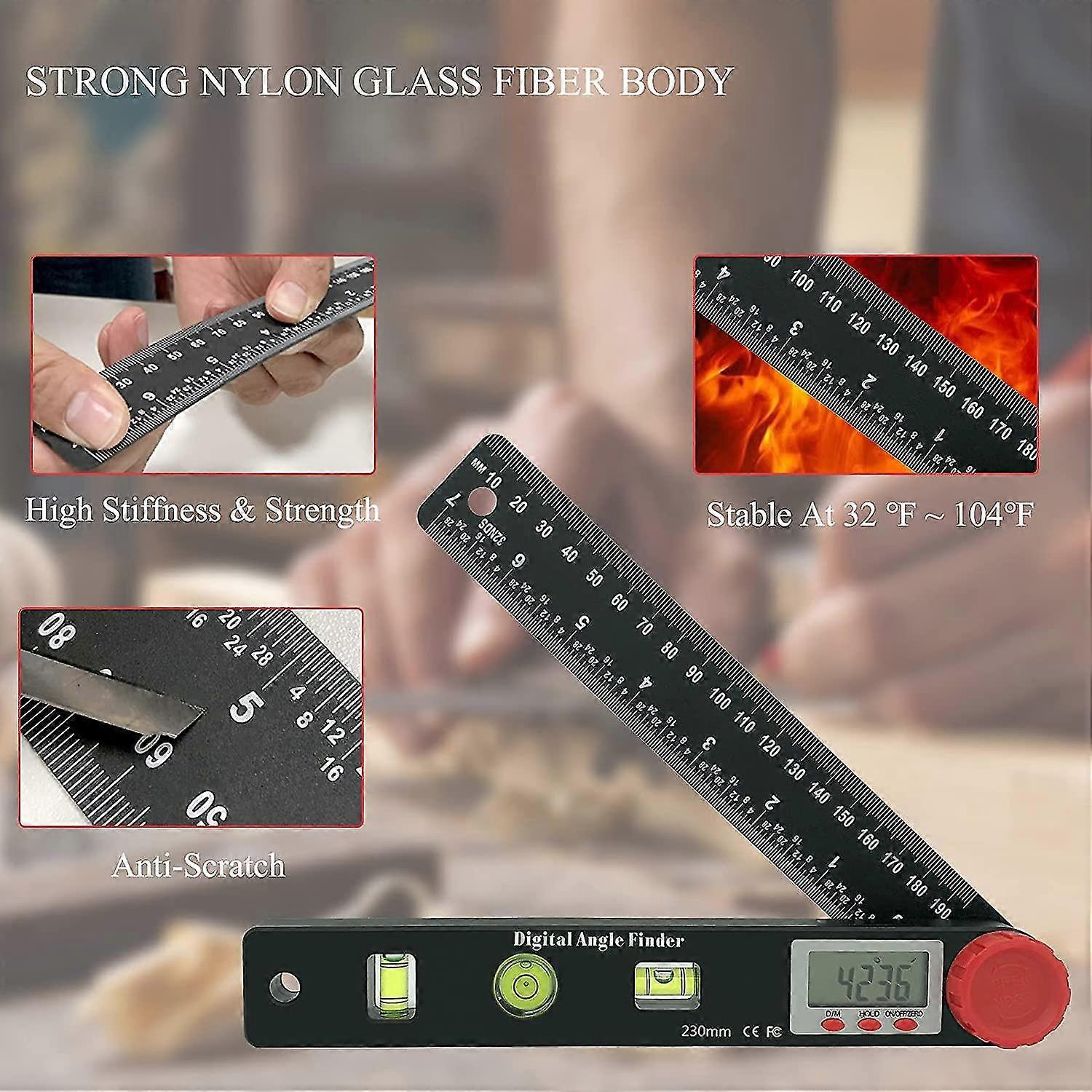 Digital Angle Ruler Protractor Spirit Level Ruler Digital Goniometer ...