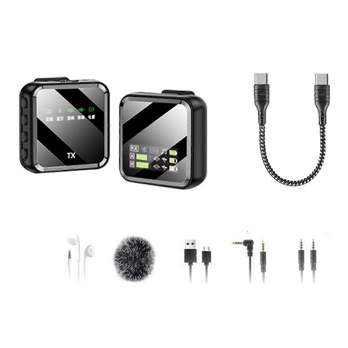 1 Drag 1 Type-C Connector Microphone M32S LCD Screen Wireless Lavalier ...