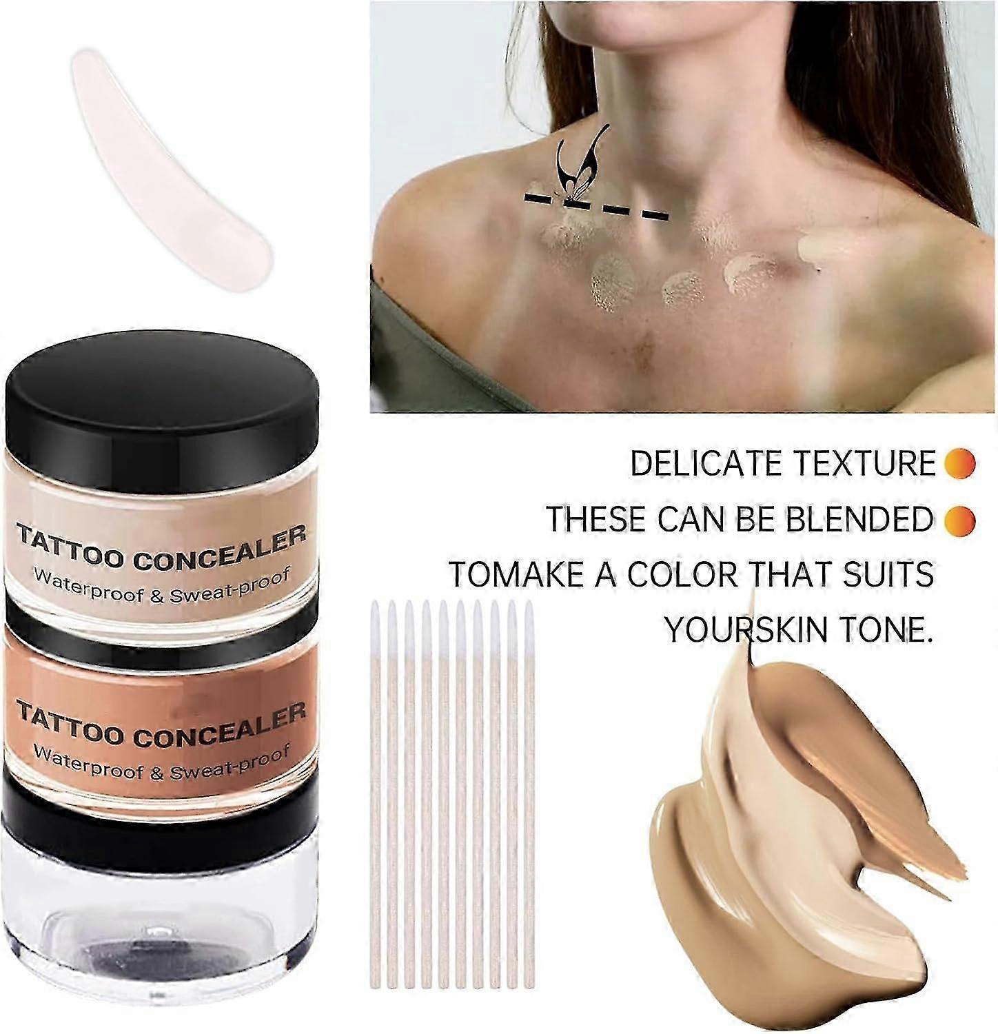 Tattoo Cover Up Makeup Waterproof, 2 Colors Tattoo Concealer ...