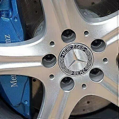Blue Mercedes 4 x 75mm Benz Alloy Wheel Centre Caps AMG A B C E S M ...