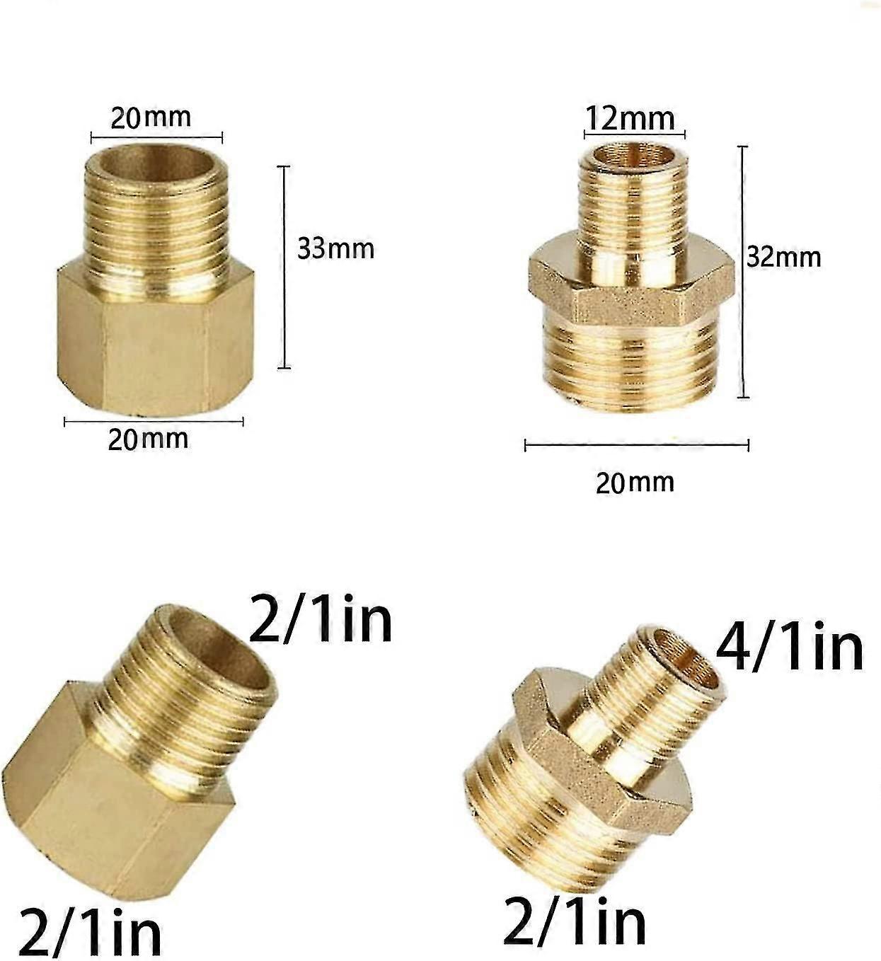 Gas Adapter Set Gas Hose Connector 1/2 To 1/4 Brass Gas Stove Adapter ...
