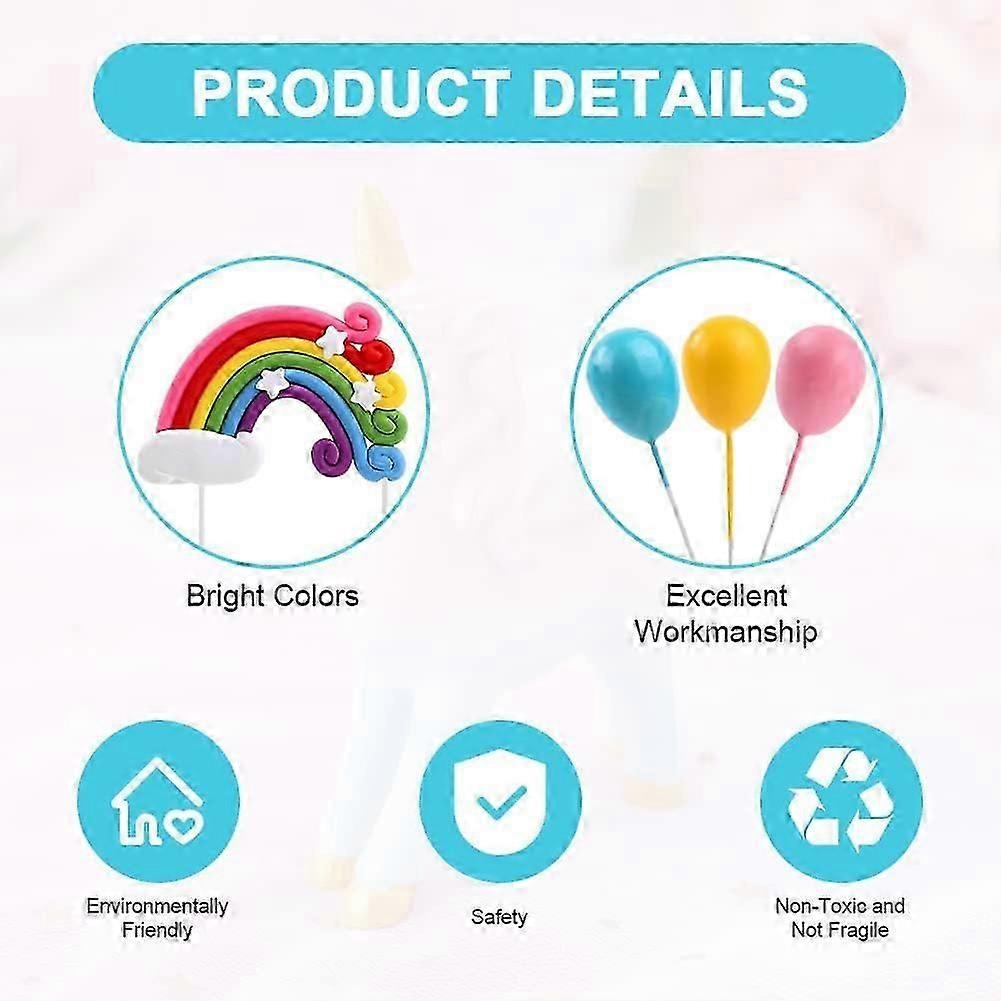 12 Pieces Happy Birthday Cake Toppers, Rainbow Balloon Cloud Theme ...