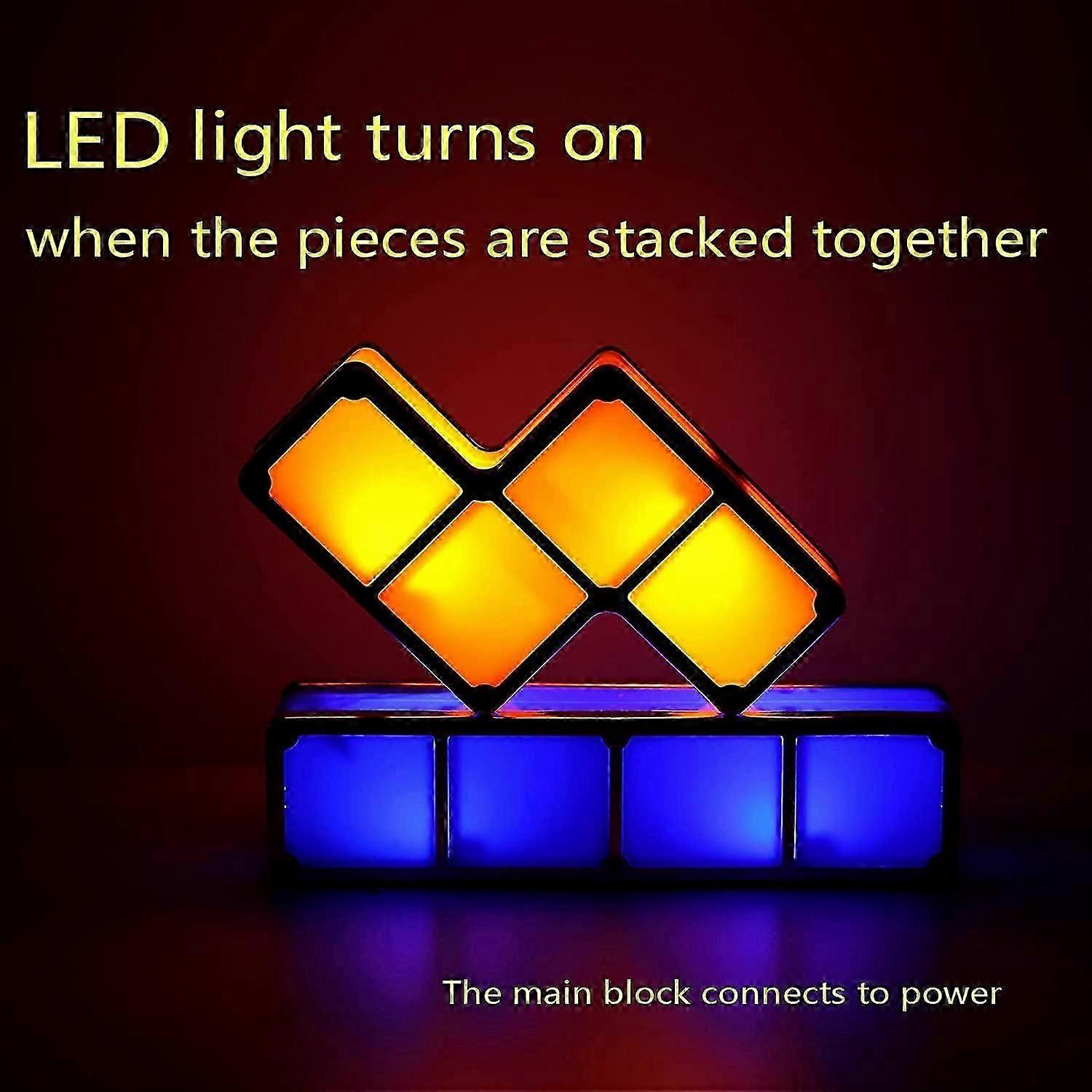 Led Stackable Night Light, 7-color Induction Locking Desk Lamp, 3d Diy Magic Blocks Puzzle Lamp ...