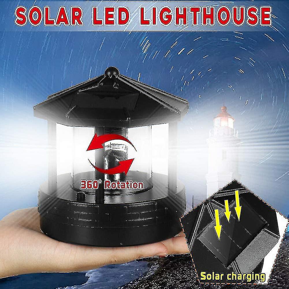 Solar Powered Lighthouse - Decorative Rotating Outdoor Waterproof Led ...