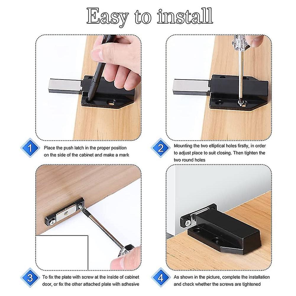 Push Latch Heavy Duty 4 Pack Push To Open Cabinet Hardware Magnetic ...