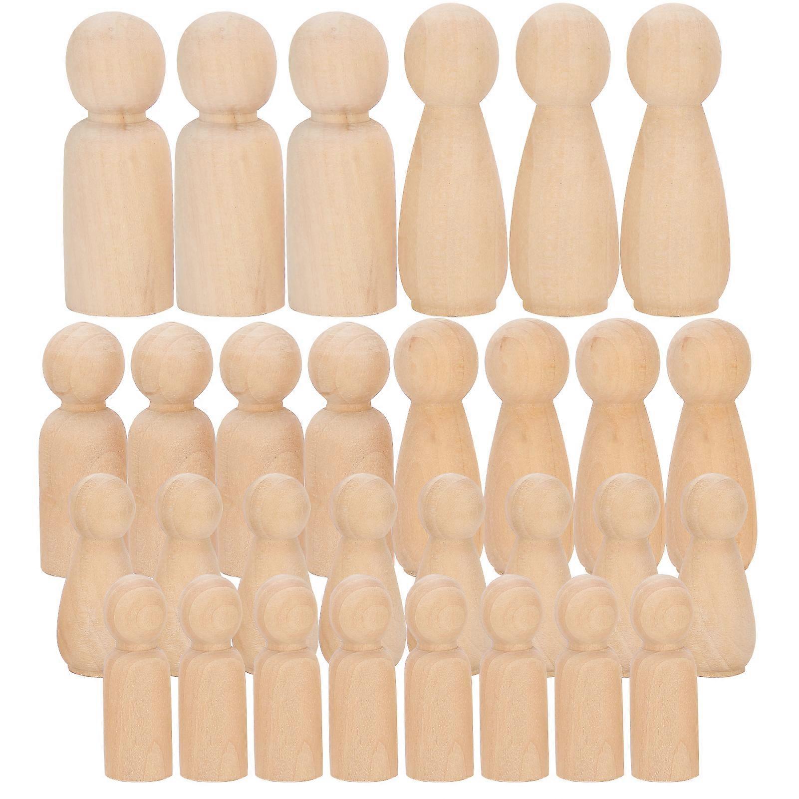 Wooden Peg Doll Bodies 30 Pcs Natural Unfinished People Shapes for DIY ...