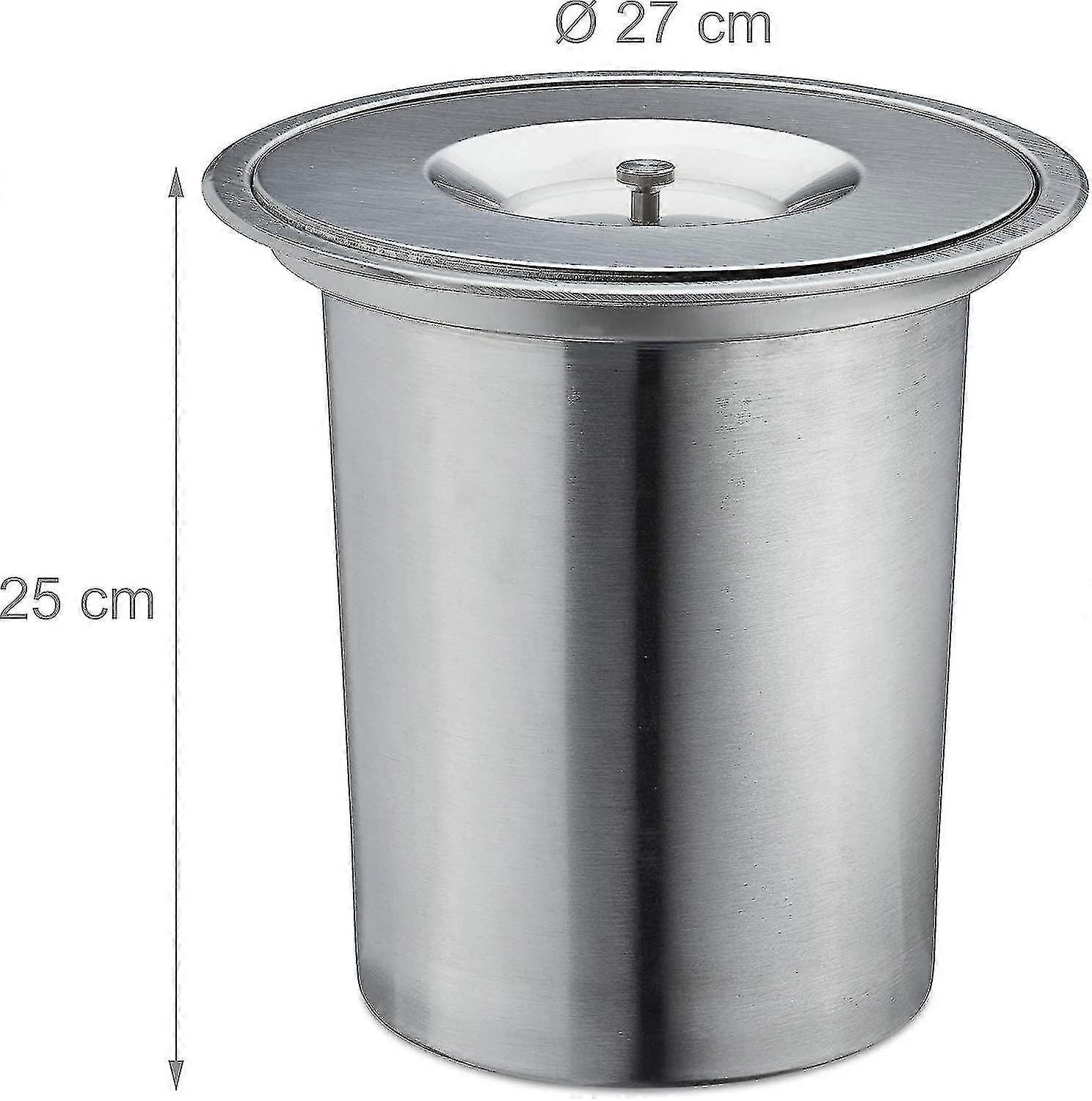 Worktop Bin, 8 L, Built-in, Stainless Steel, Organic Waste, With Lid ...