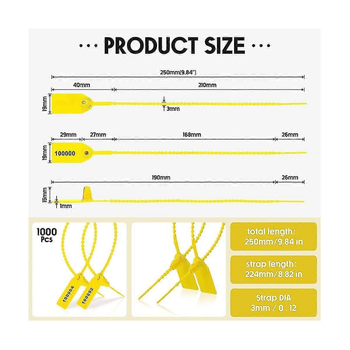 1000 Pcs Plastic Tamper Seals Tags Security Tags Seals Safety Numbered ...