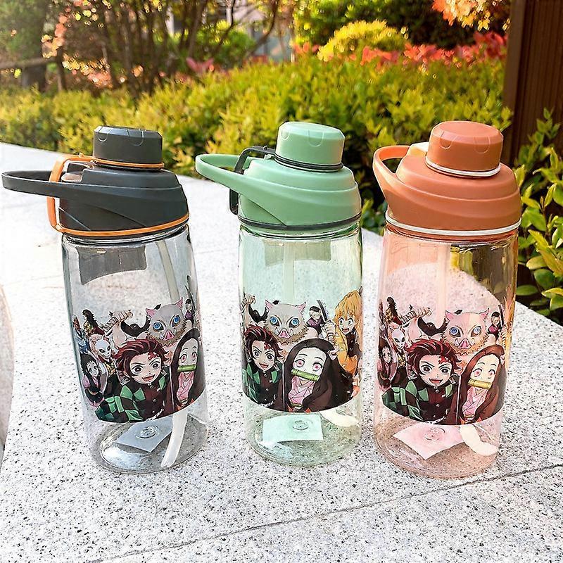 600ML Demon Slayer Water Bottle with Straw Portable Large Capacity ...