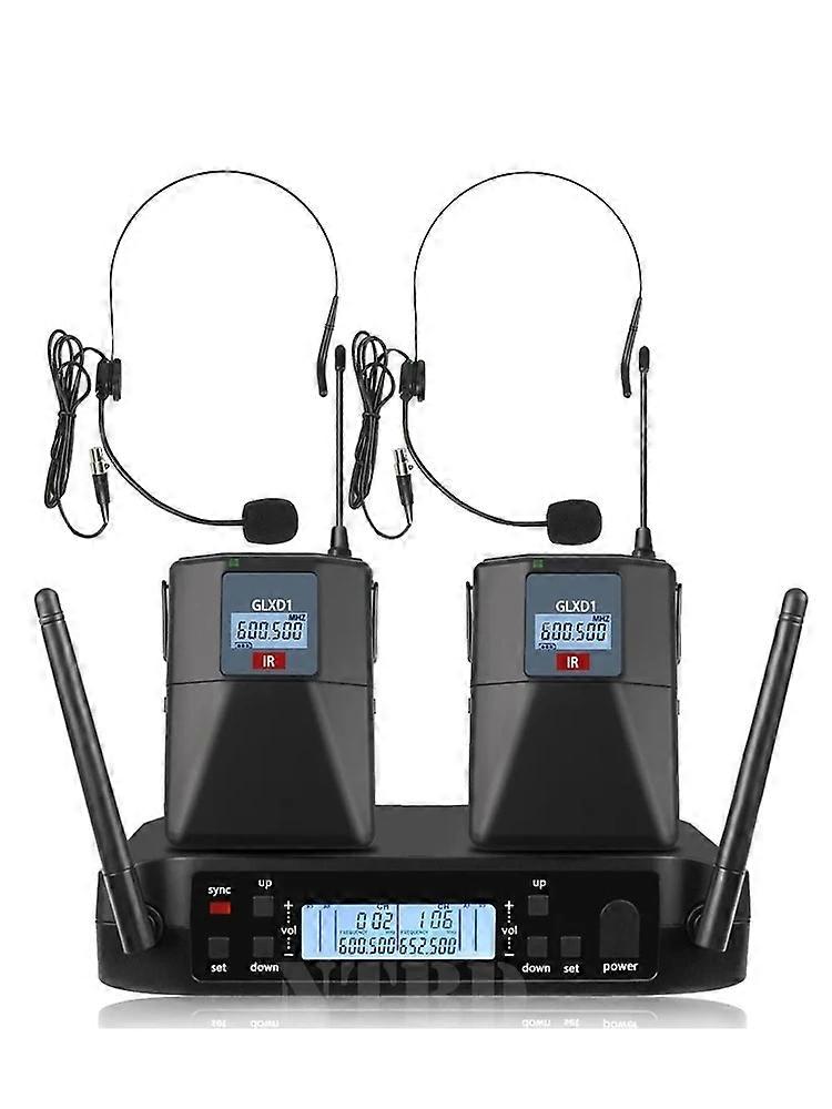 Stage Performance church Karaoke 600-699MHz UHF Profressional Dual Wireless Microphone System 2 ...