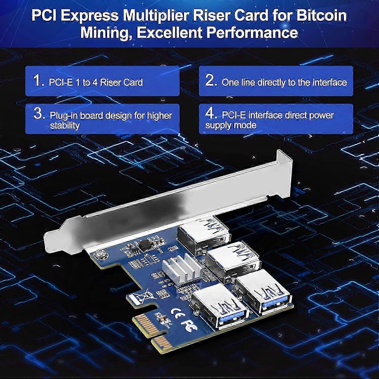 PCIE 1 to 4 Adapter Riser Card, PCIE Splitter 1 to 4 Riser Card, PCIE ...