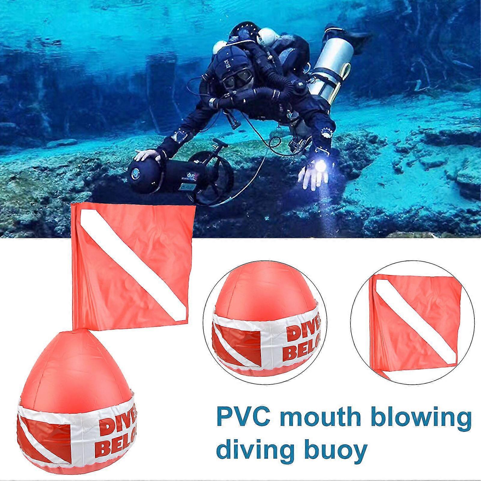 1 Set Buoy Ball Inflatable Heavy Duty PVC Diver Below Flag Buoy Float ...