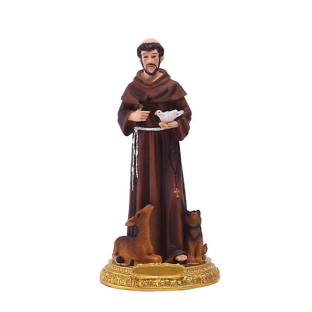 Saint Francis Holy Figurine Religious Decoration Resin Statue Desktop ...