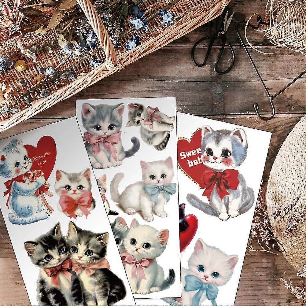 3pcs/Set Cartoon Cat Rub on Transfers for Furniture and Crafts 6x12 ...