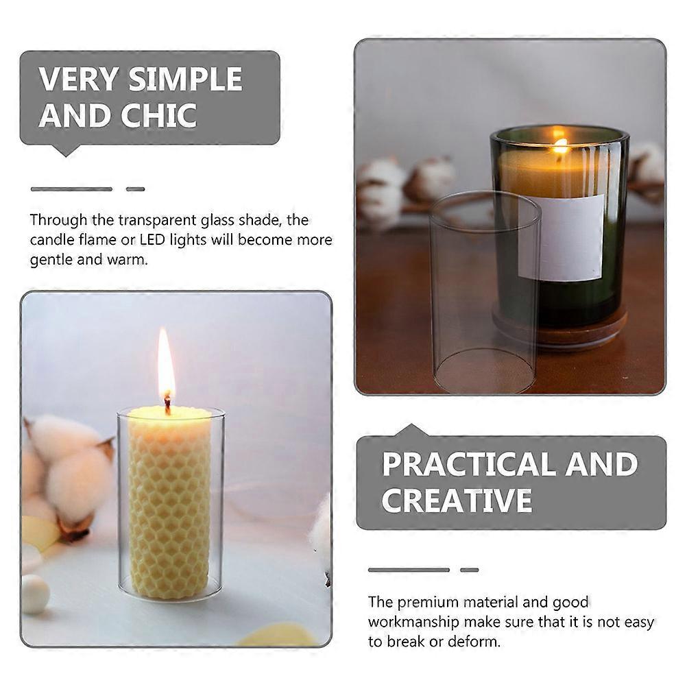4pcs Transparent Glass Craft Candle Covers Cylinder Candle Cover Decors ...