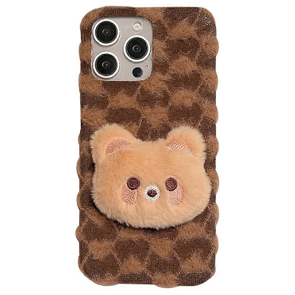 For iPhone 16 Pro Max Case Cute Furry Warm Plush Hard PC Winter Phone ...