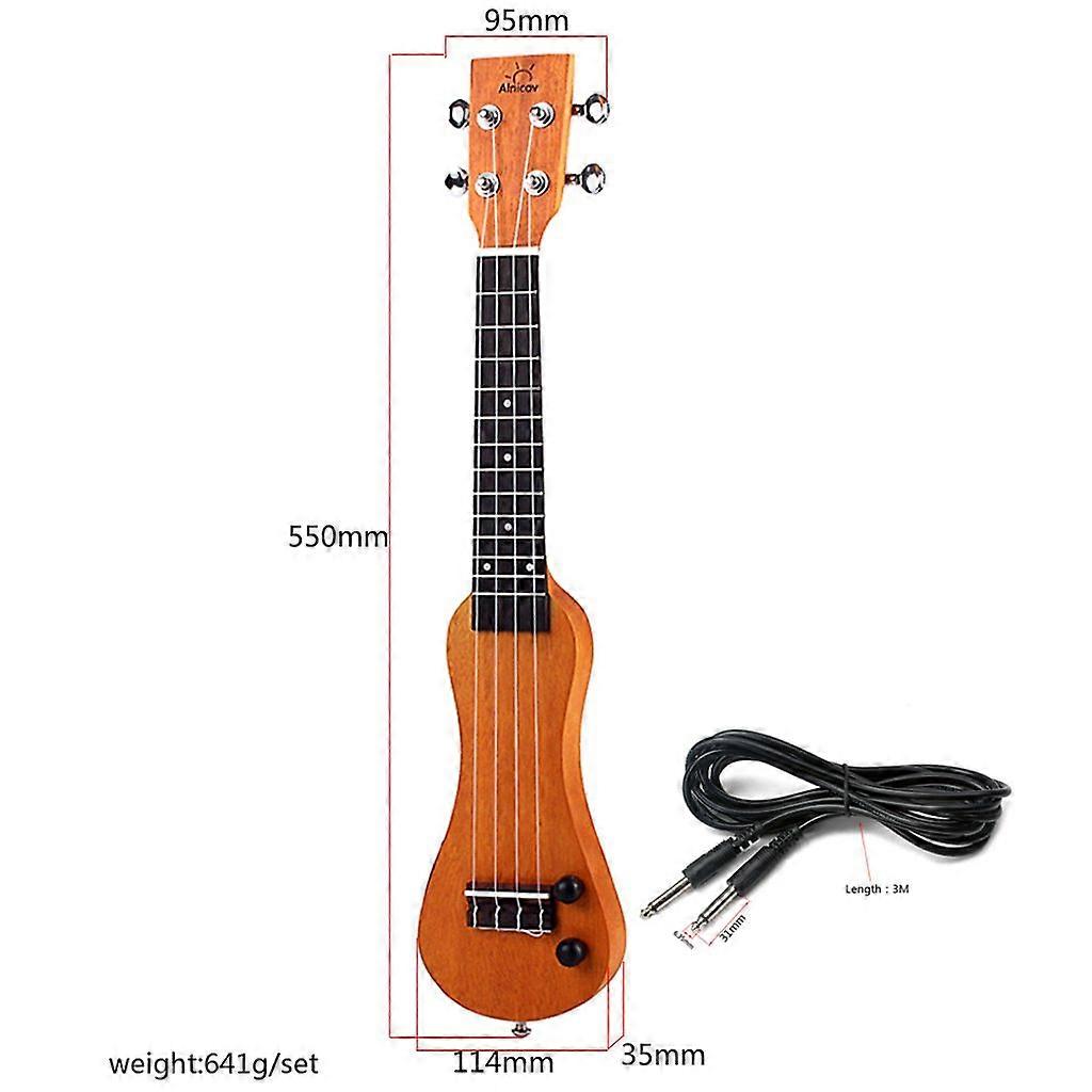 21 Inch Electric Ukulele Solid Wood Peanut Shell Mahogany Peanut Shaped ...
