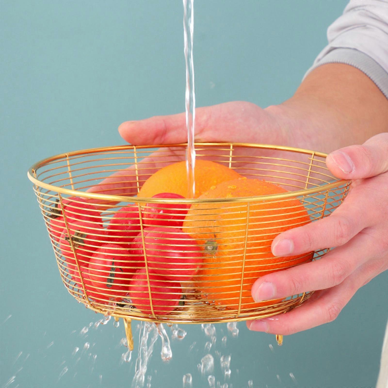Stainless Steel Sundry Fruit Basket Bowl Container with Hollow Carved ...