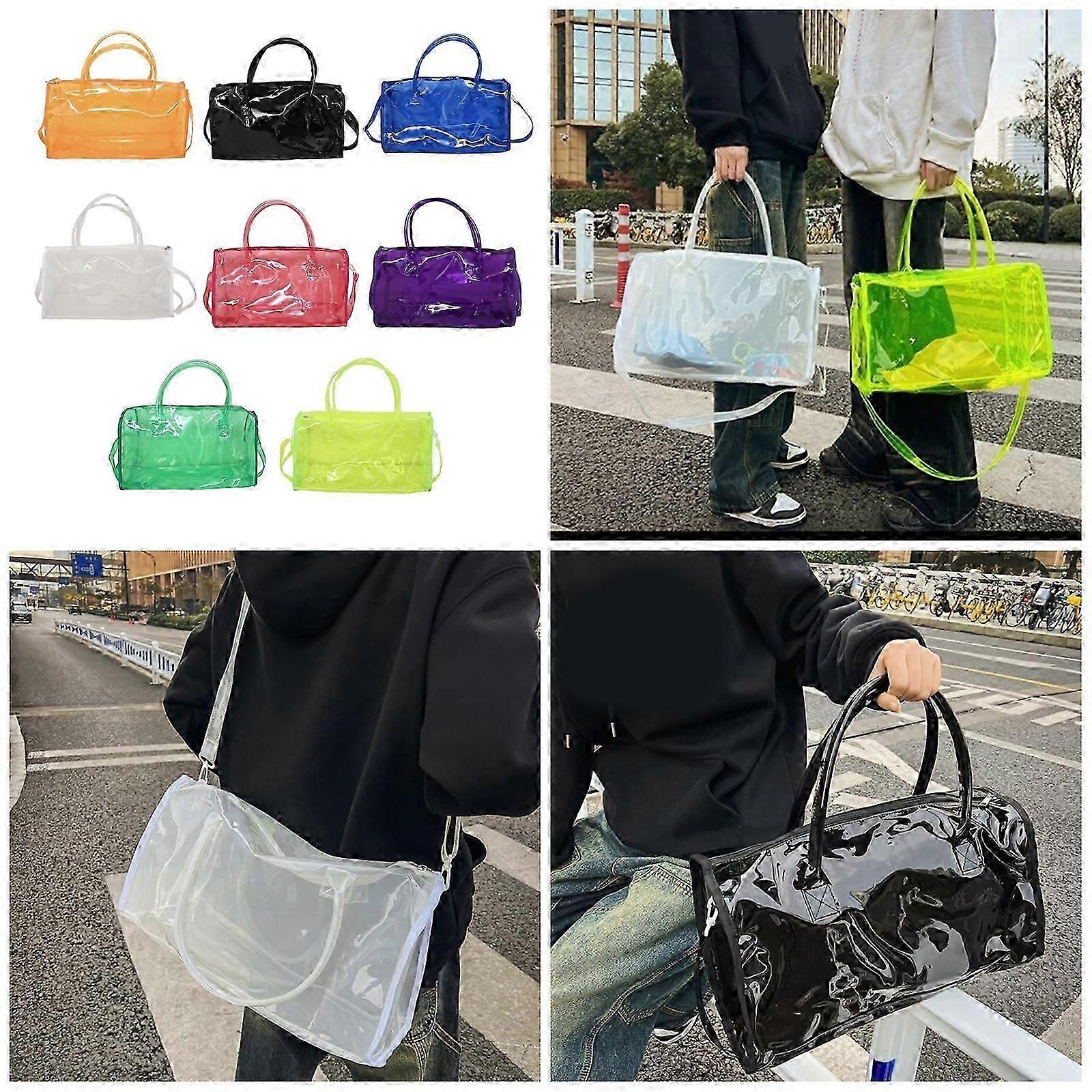 Functional Clear Shoulder Bag PVC Handbag Large Capacity Outdoor Sports ...