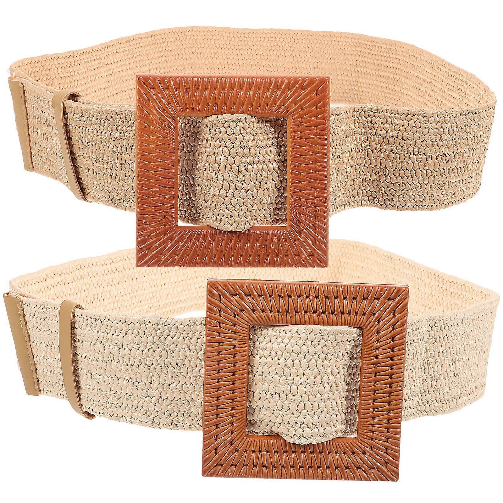 Woven Belt Women Wide Waist Belt for Pants Dress Adjustable Retro ...