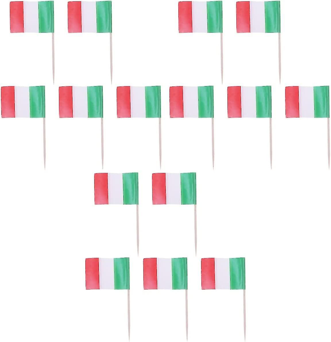 100 Pieces Italian Flag Italian Stick Mini Handheld Flag Cocktail ...