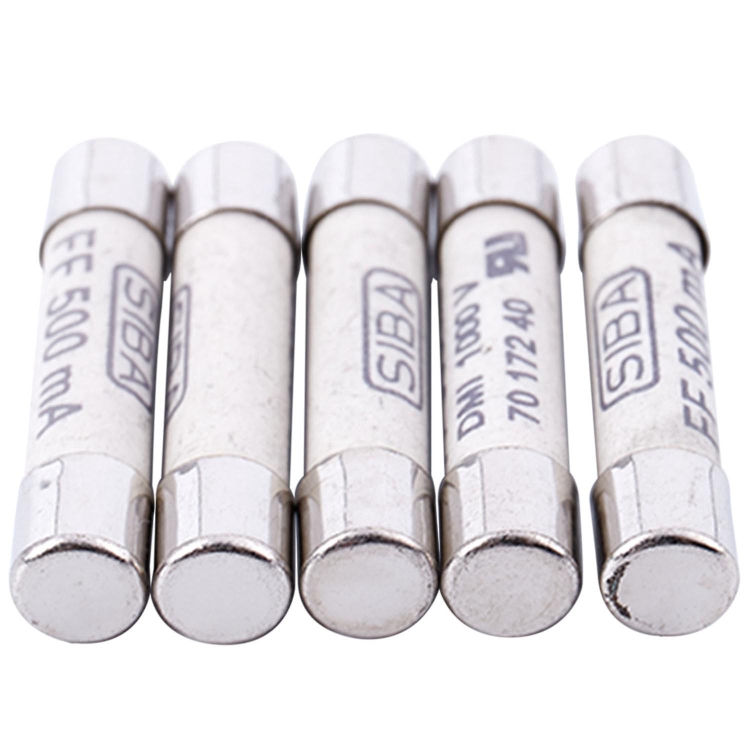 5 pcs silver+white ceramics 1000V 500mA 6.3 x 32mm White Ceramic Fuse ...