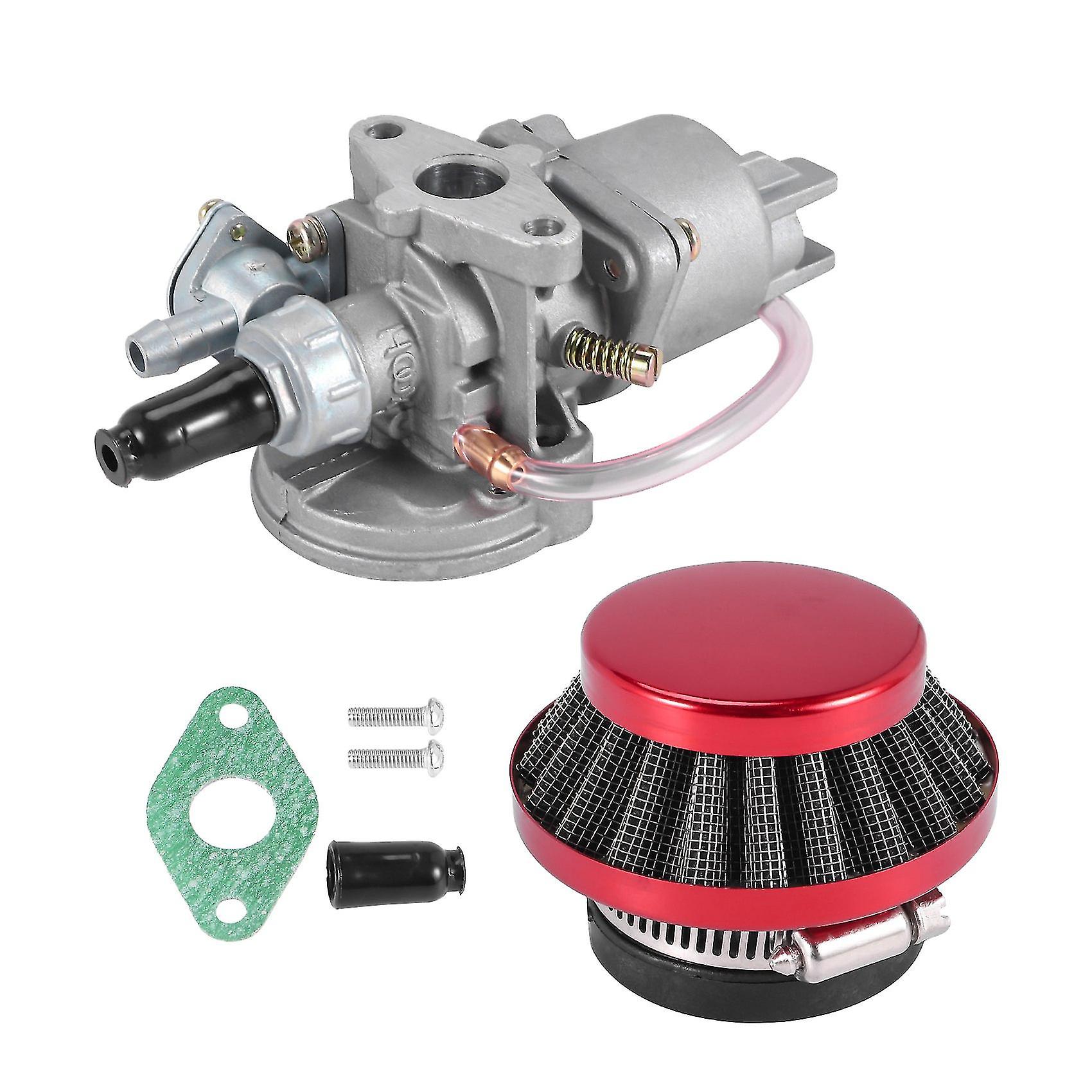 Carburetor Carb Carby + Red Filter + Stack For 2 Stroke 47cc 49cc ...