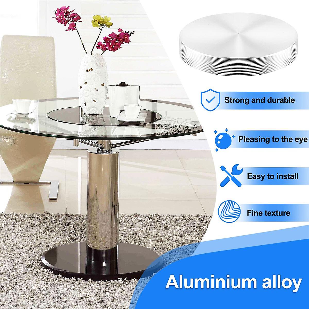 Glass plate adapter table leg, aluminum, round, 50x8mm, silver | Fruugo UK