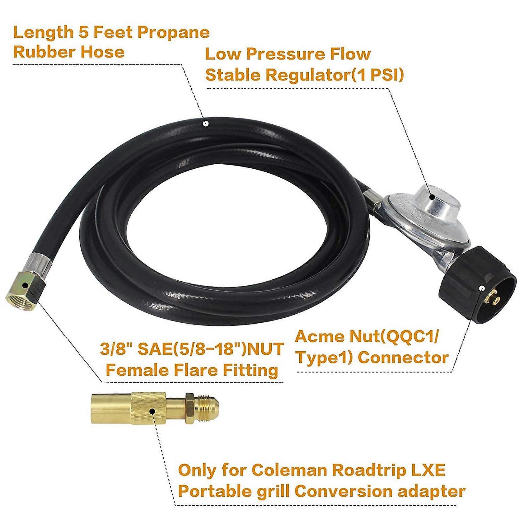 5Ft Propane Adapter Hose and Regulator Replacement Kit for Roadtrip ...