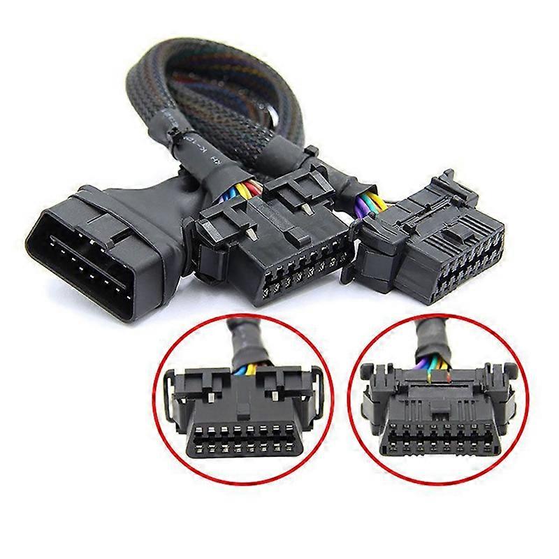 2 iN 1 OBD2 Extension Cable Male to 2 Female Splitter Car Computer ...