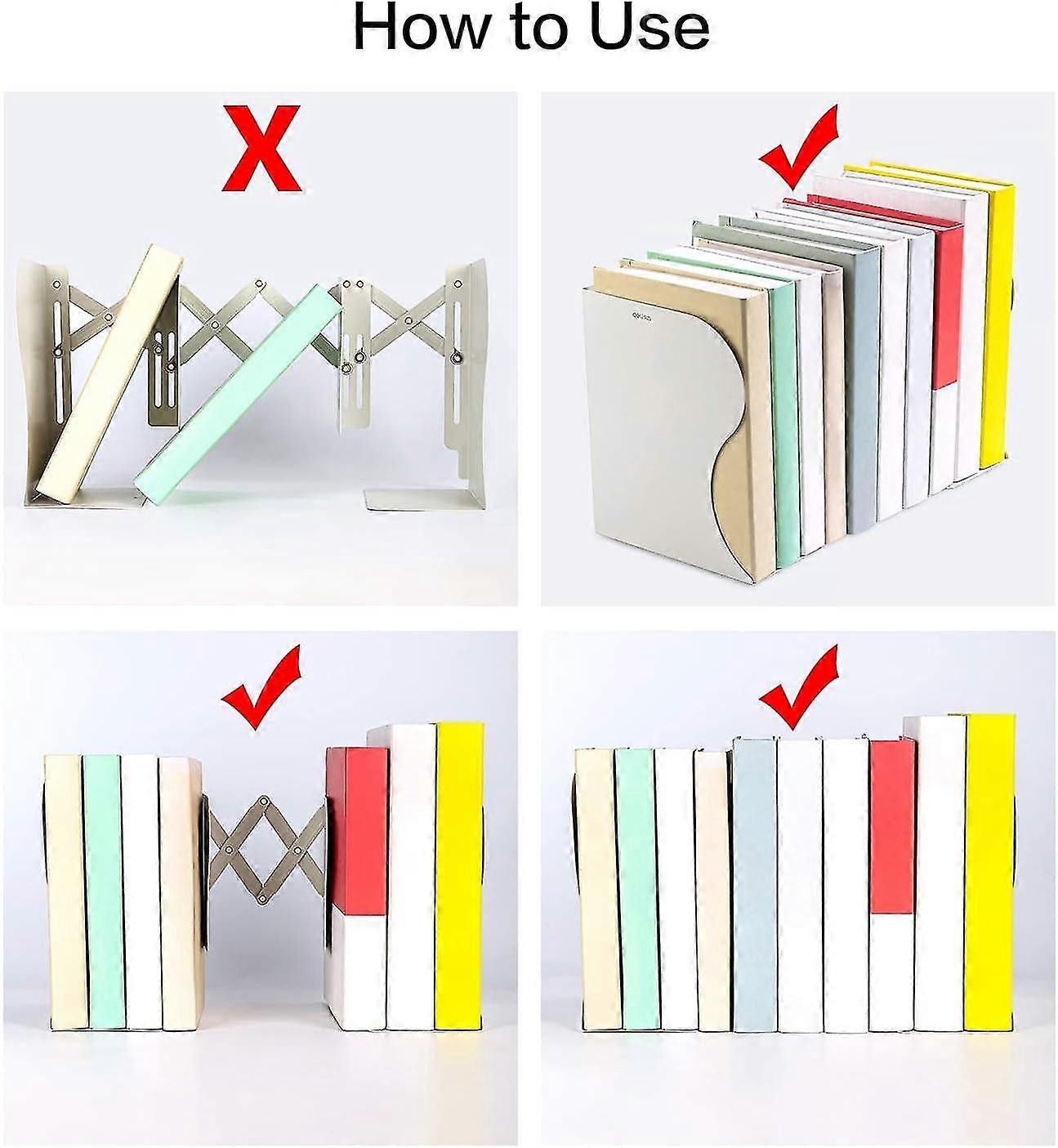 Adjustable Bookends, Desk Heavy Duty Book Ends, Office Book Organizer ...