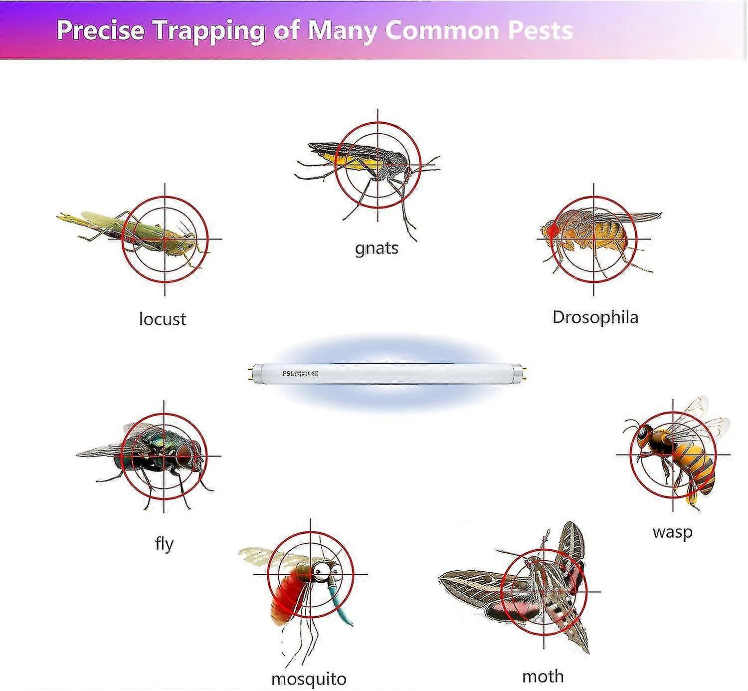 Fsl T8 F10w Bl Replacement Bulb - Uv Tube For Mosquito/insect Killer ...