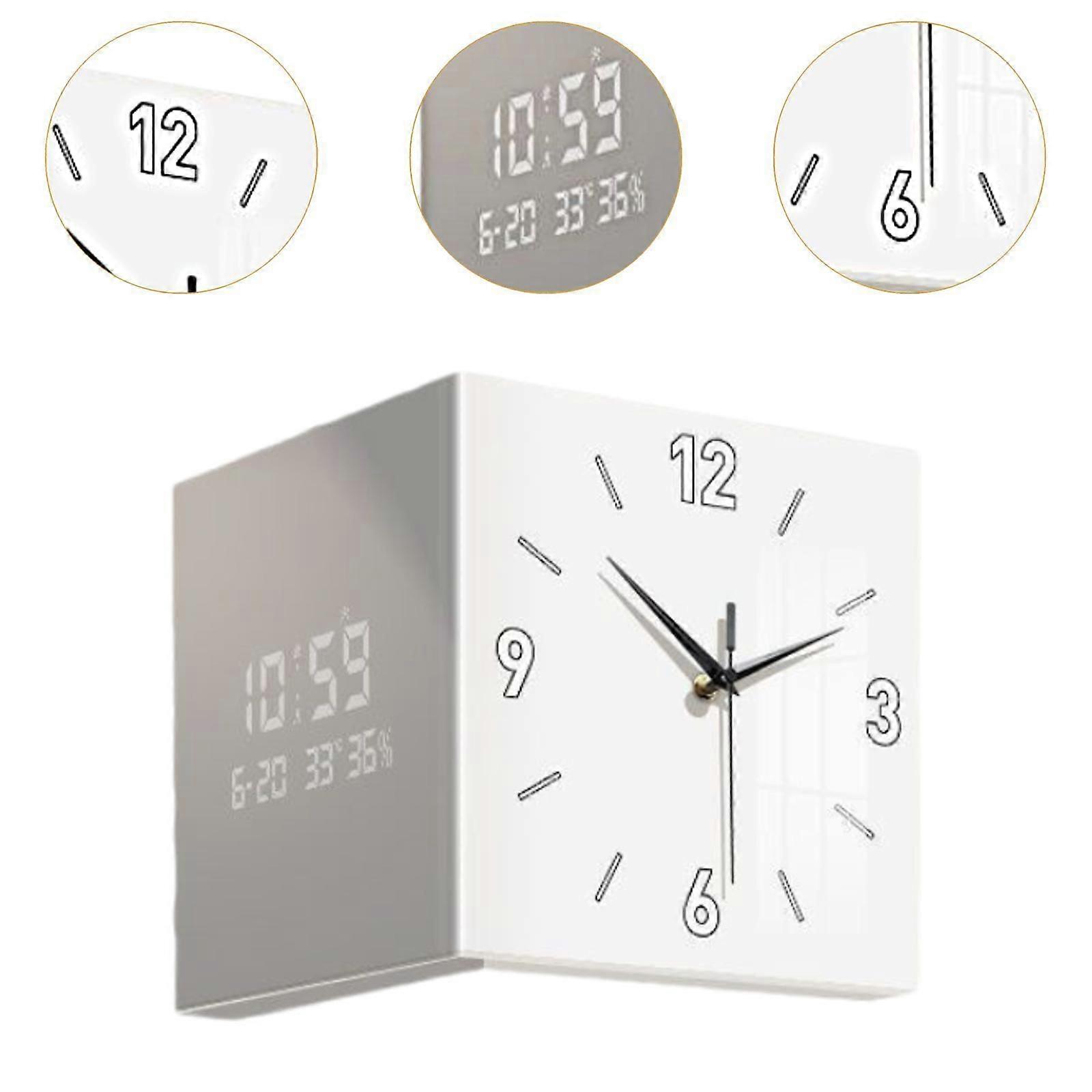 Double Sided Wall Clock Creative Art Corner Clock for Living Room Home ...