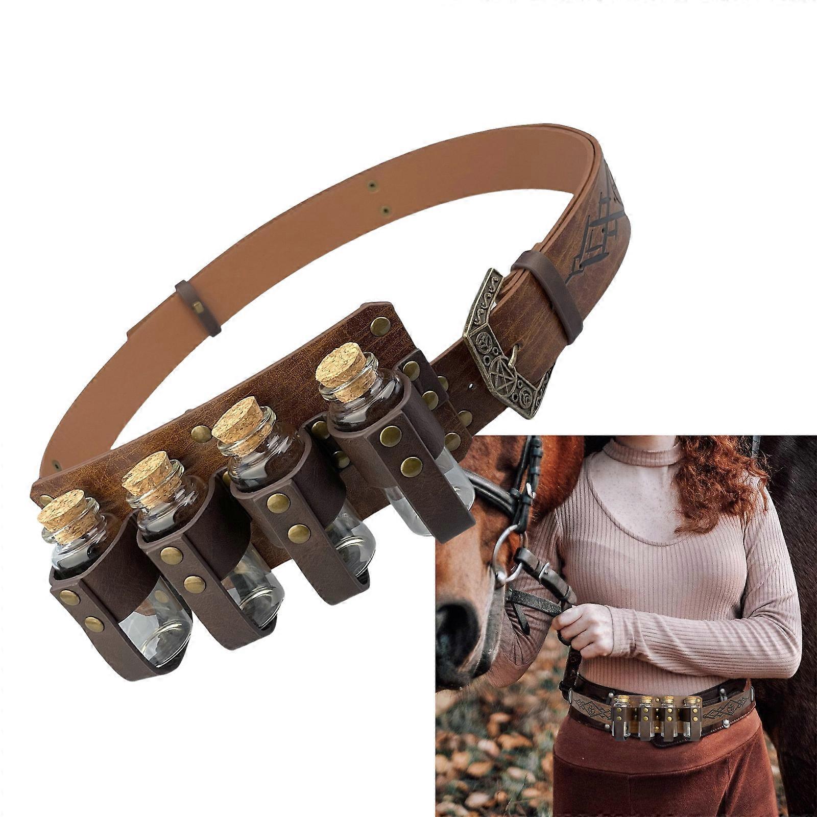 Medieval Alchemist Costume Belt with Four Alchemist Bottles Adjustable ...