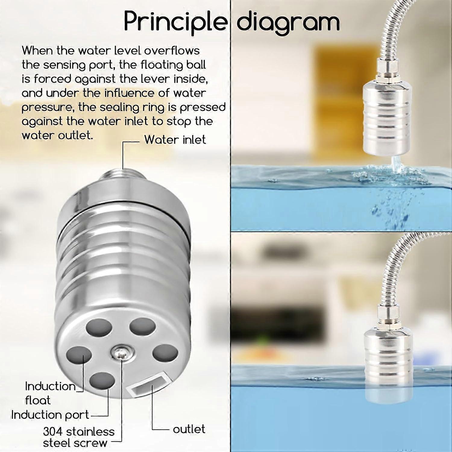 1/2" Automatic Float Valve Water Level Control, 304 Stainless Steel ...