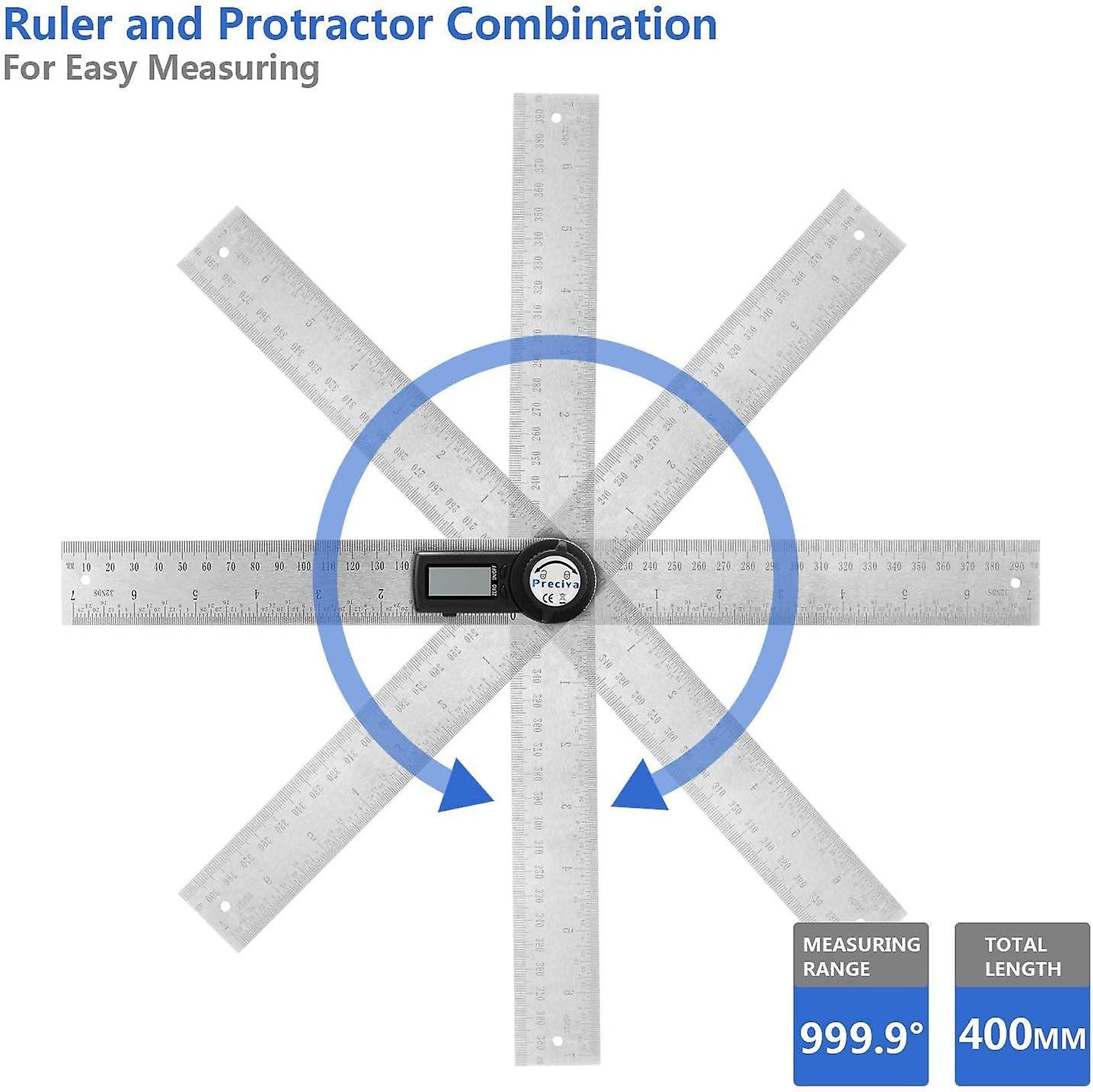 Digital Angle Ruler, Protractor, 400mm Length And Stainless Steel Angle ...