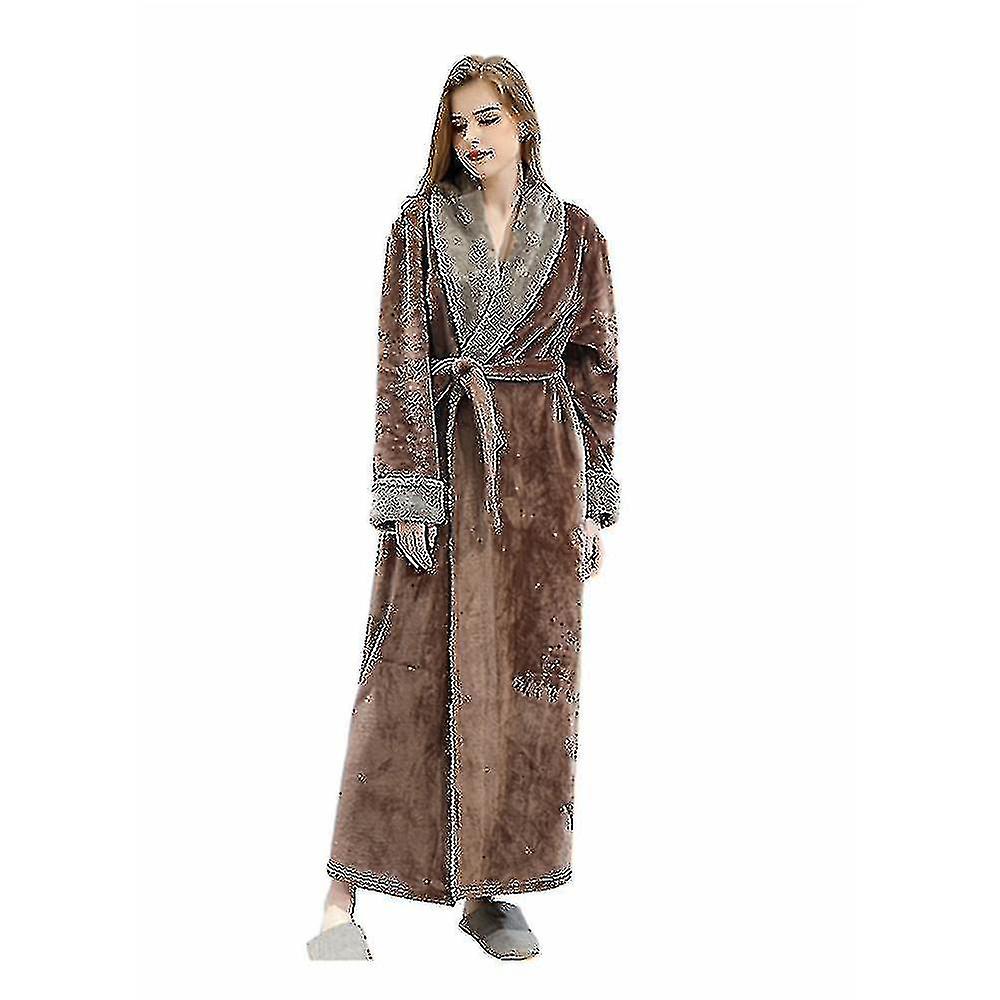 Women's Fleece Feather Hooded Robe, Bathrobe With Hood | Fruugo UK