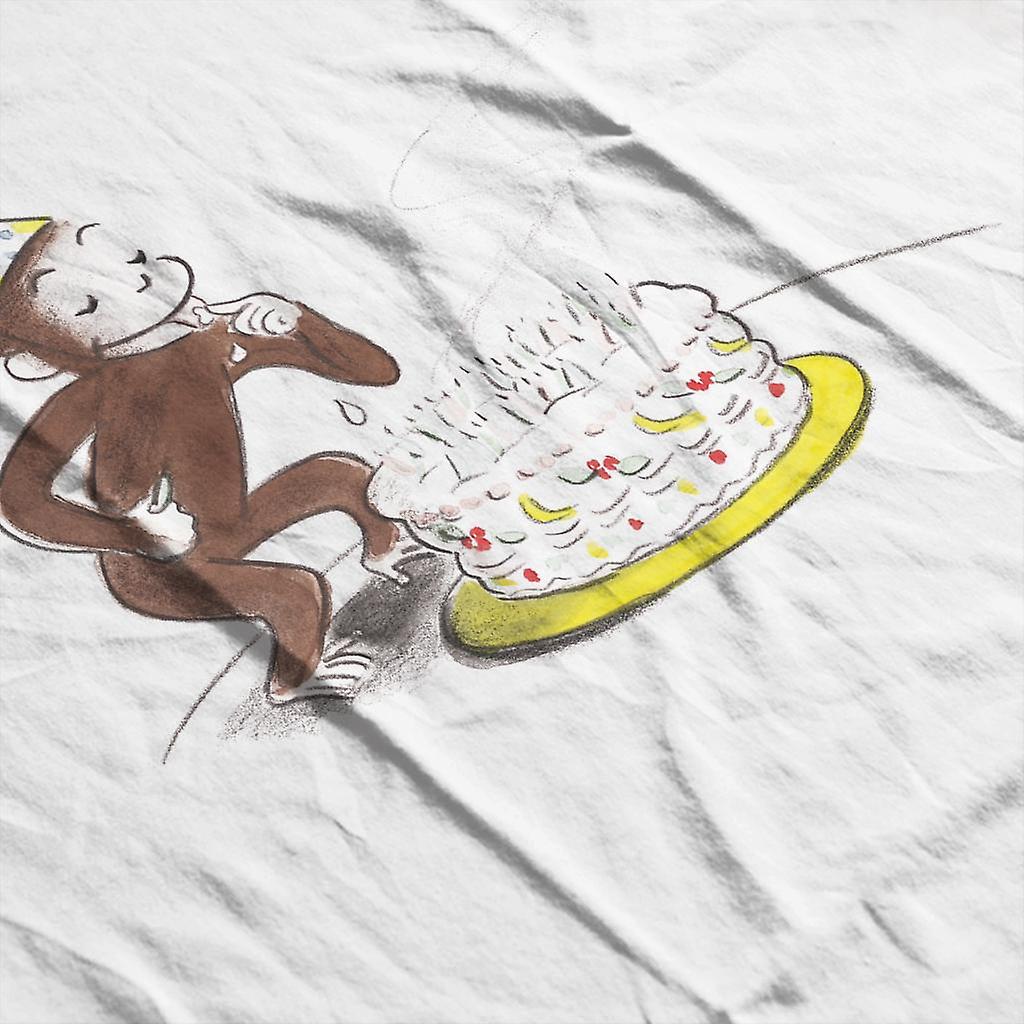 Curious George Eating Birthday Cake Men's Baseball Long Sleeved T-Shirt ...