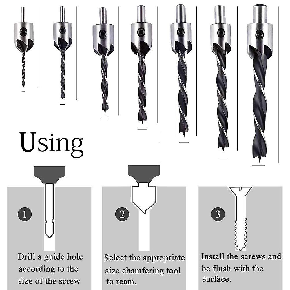 26 woodworking drilling tools, including 6 countersink bits, 7 tri-point drill bits with L ...