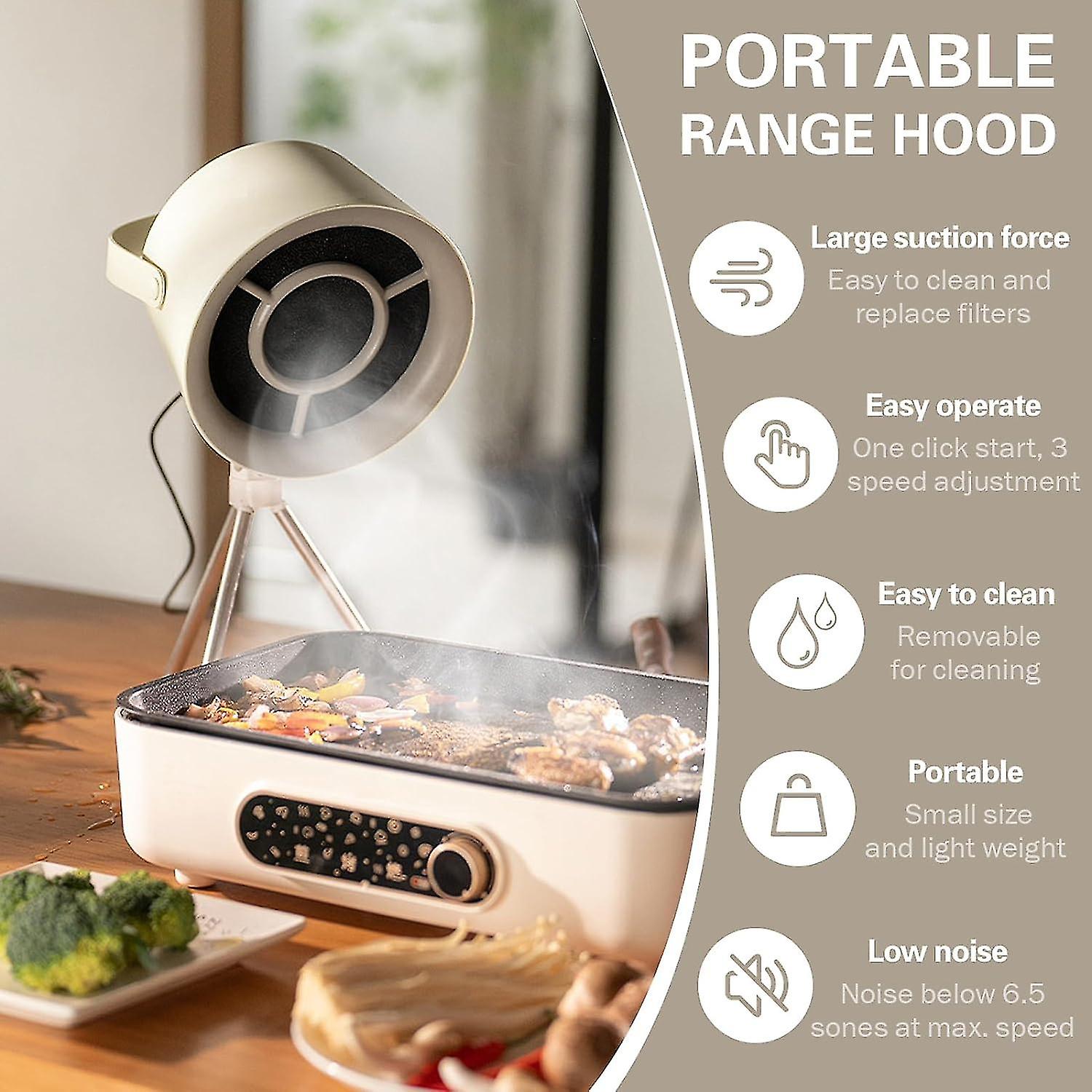 Portable Range Hood, Desktop Range Hood With 3 Speed Exhaust Fan, Low ...