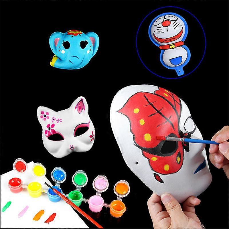Halloween Children's Mask White Hand-painted Pulp Mask Children's ...
