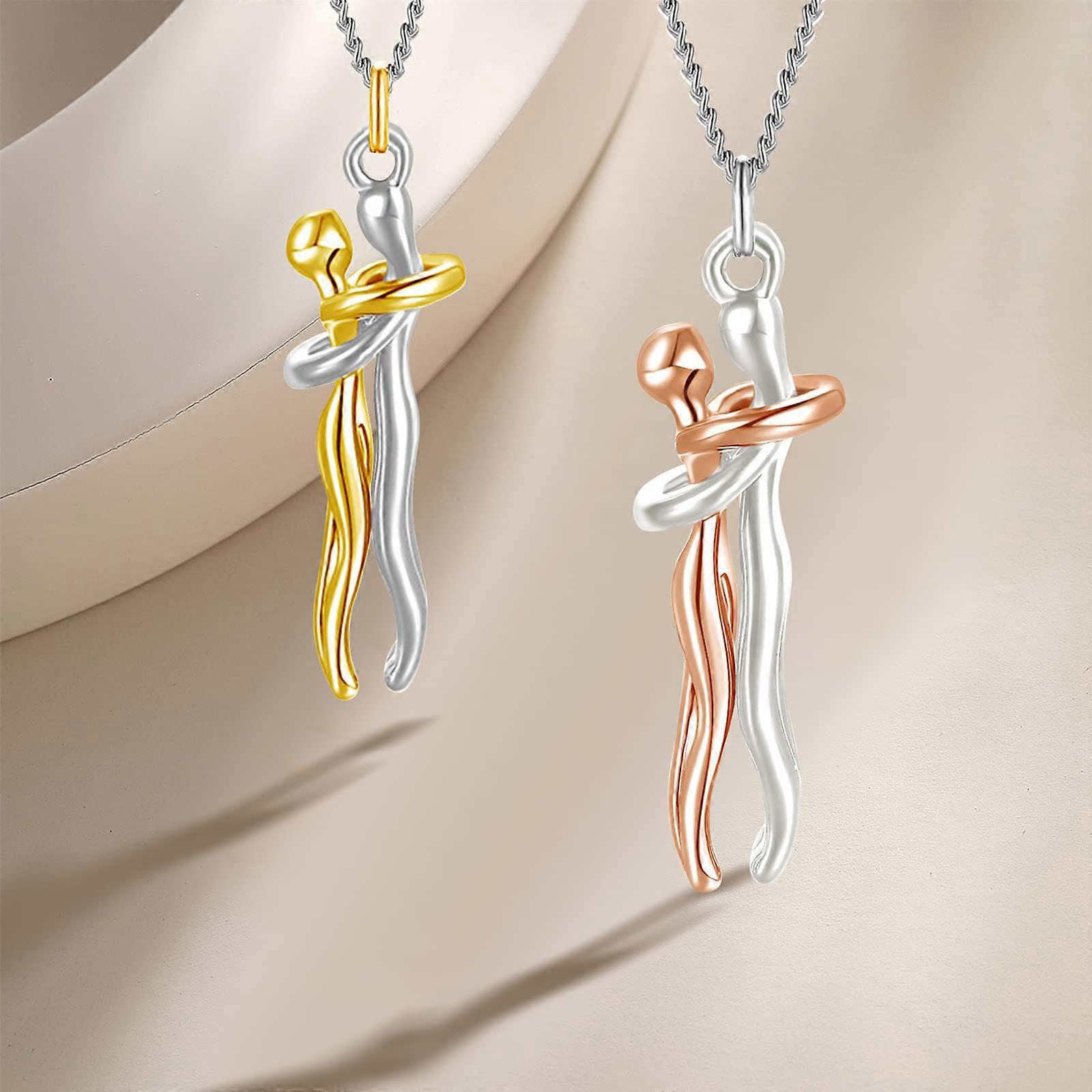 Love Pendant Necklace Women Jewellery Gift Couple Hug Kissing Chain ...