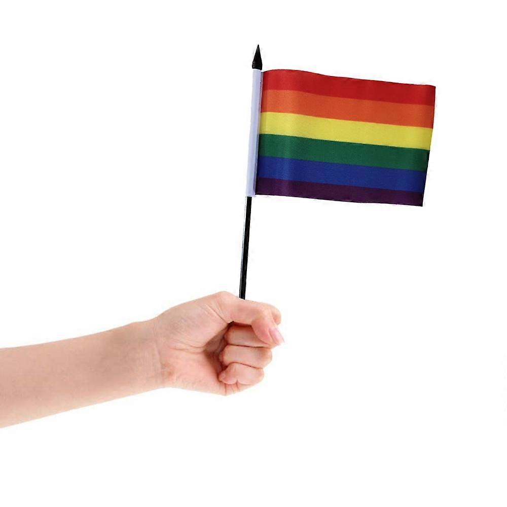 50 Pack Rainbow Pride flag Small Mini Flag Hand Held Flag Stick Flag ...