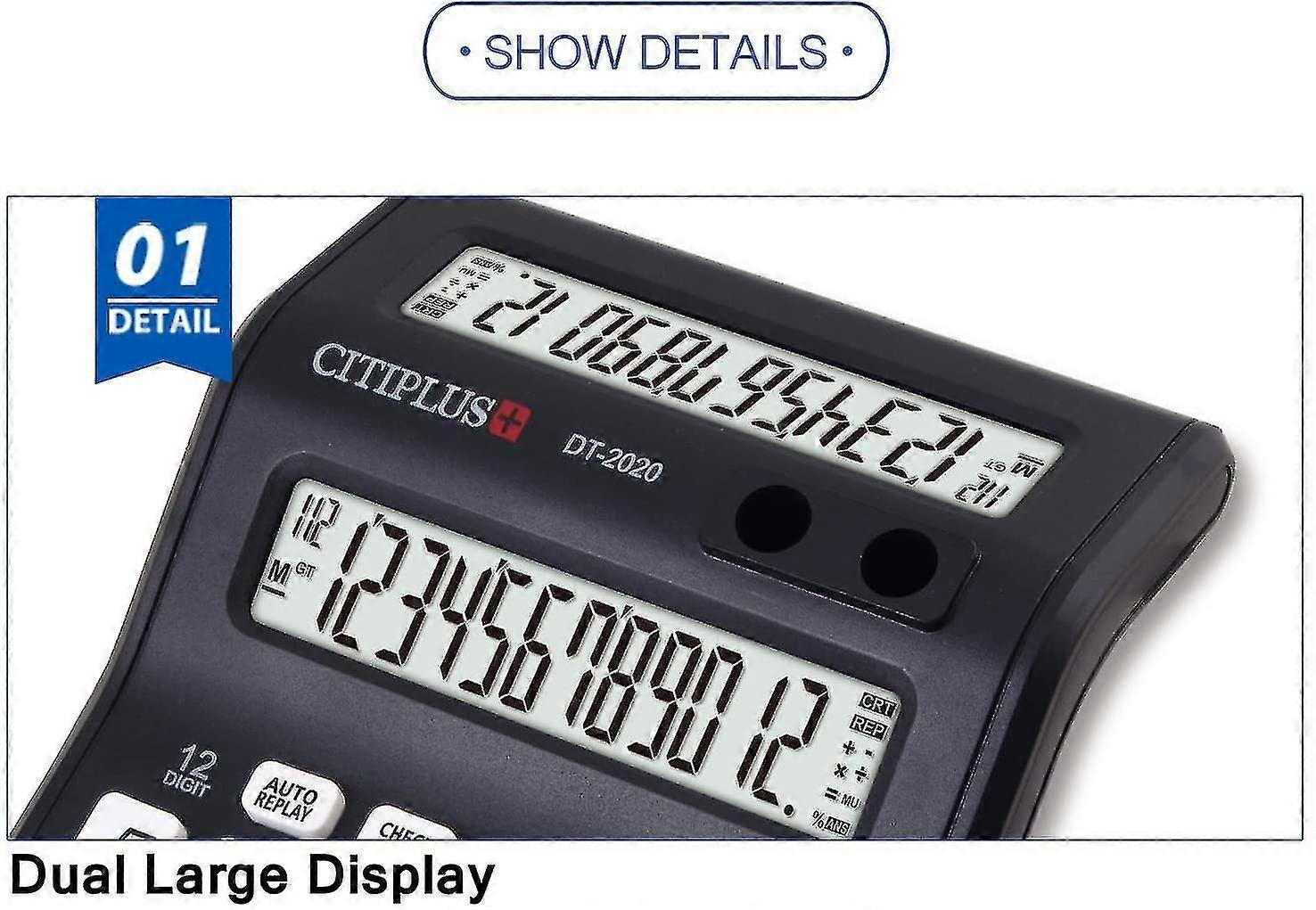 + Dual Display Calculator, Office Desktop Calculator, 12 Digit Large ...